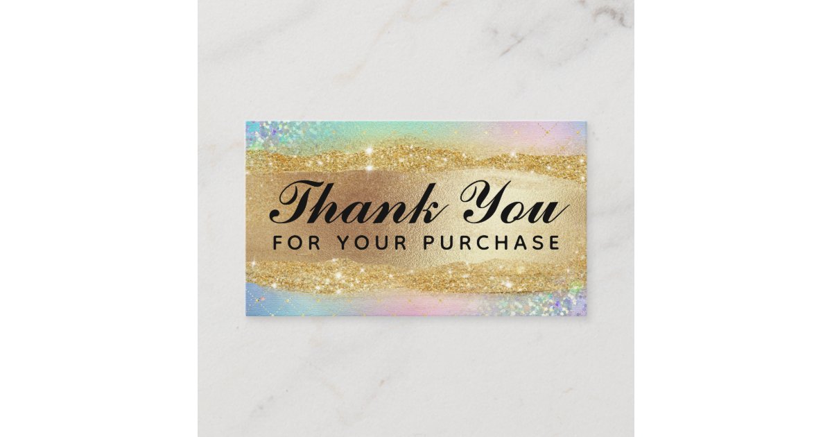 Rainbow Gold Thank You For Your Purchase Cards | Zazzle