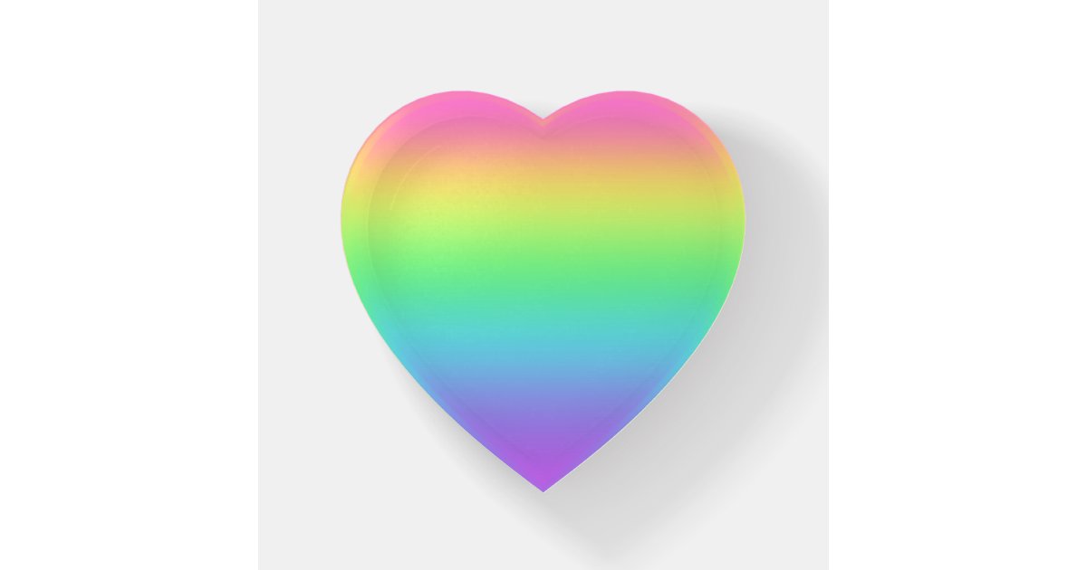 Rainbow Gradient Heart-Shaped Paperweight | Zazzle