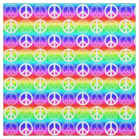 Rainbow Peace Sign Fabric | Zazzle.com