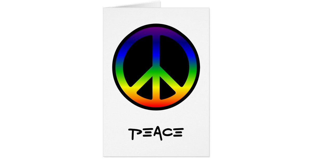 Rainbow Gradient Peace Symbol Greeting Card | Zazzle