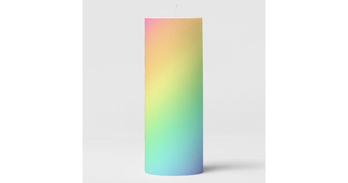 Rainbow Gradient Pillar Candle | Zazzle