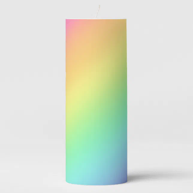 Rainbow Gradient Pillar Candle | Zazzle