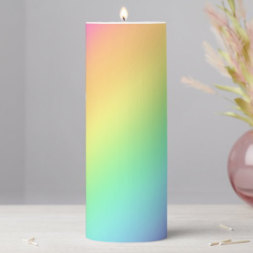 Rainbow Gradient Pillar Candle | Zazzle
