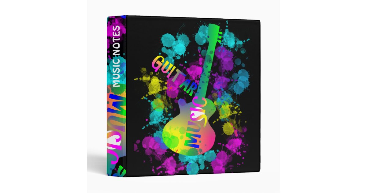 Rainbow Guitar Music Themed Binder | Zazzle