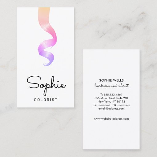Rainbow Hair Colorist Stylist Salon Business Card | Zazzle