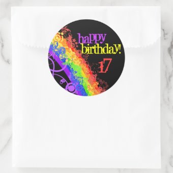 Rainbow happy 17th birthday sticker | Zazzle