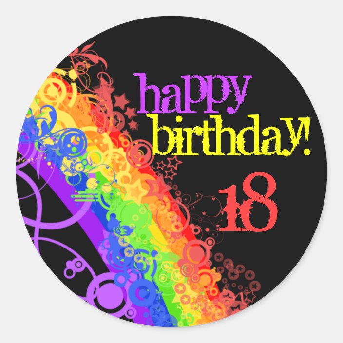 Rainbow happy 18th birthday sticker | Zazzle.com