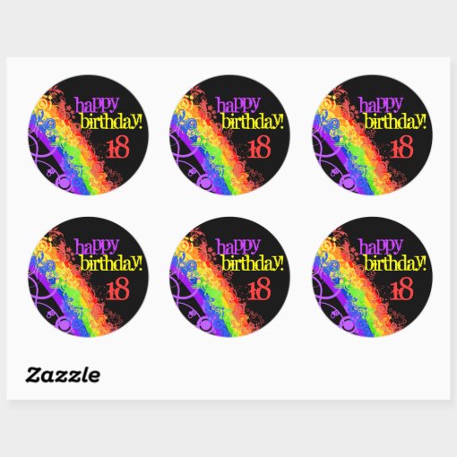 Rainbow happy 18th birthday sticker | Zazzle