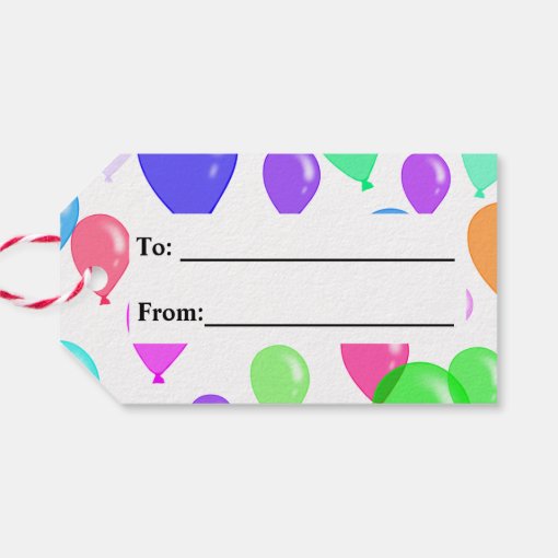 Rainbow Happy Birthday Multicolored Balloons Gift Tags | Zazzle