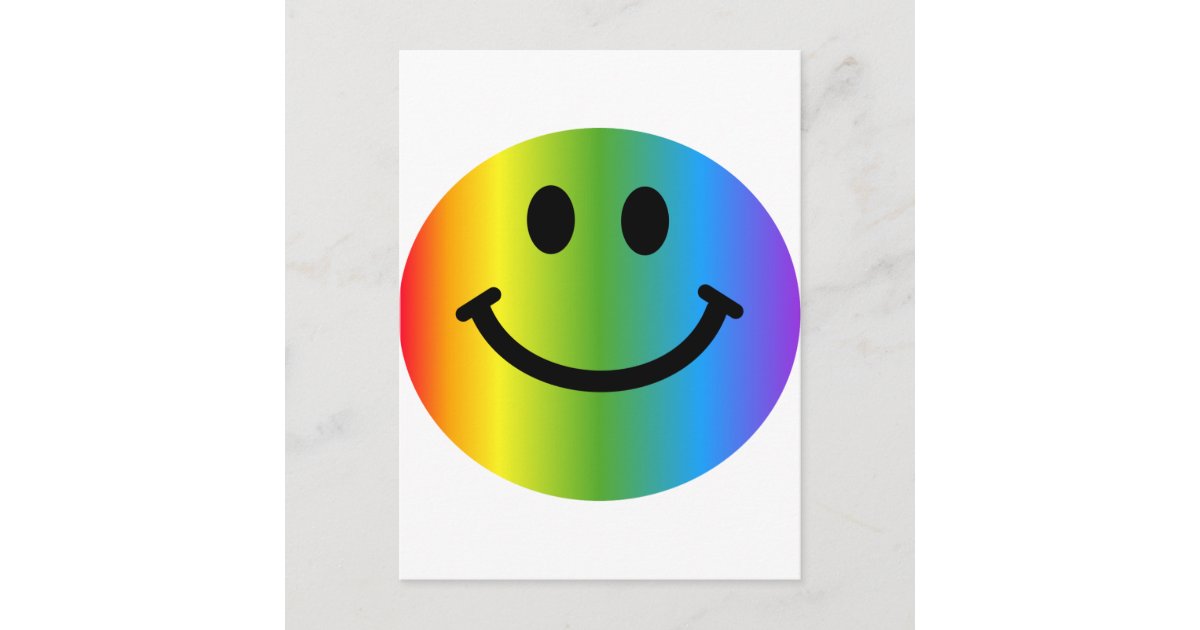 Rainbow Happy Face Postcard | Zazzle