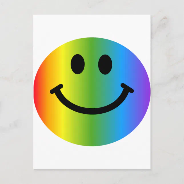 Rainbow Happy Face Postcard | Zazzle