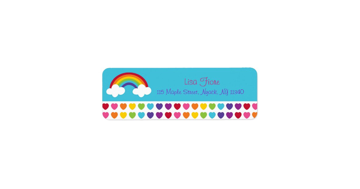 Rainbow Heart Baby Girl Address Labels | Zazzle