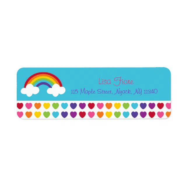 Rainbow Heart Baby Girl Address Labels | Zazzle