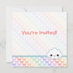 Rainbow Heart Birthday Invitation | Zazzle