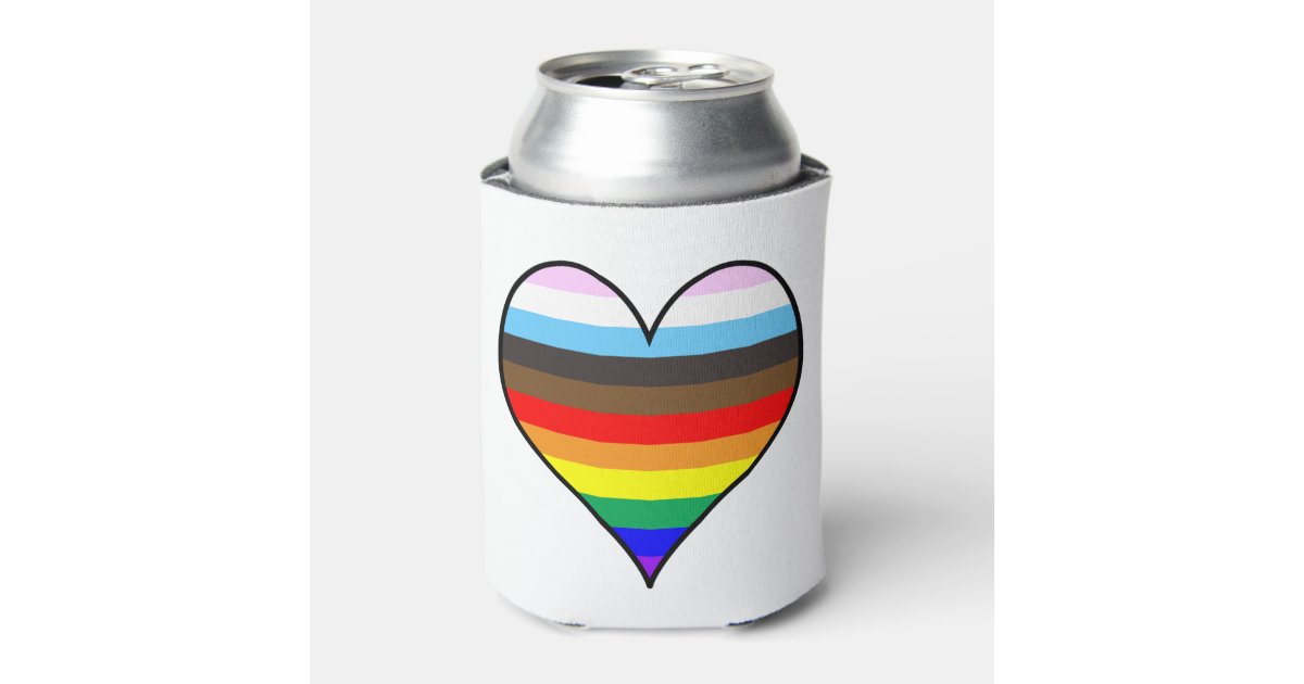 Rainbow Heart Can Cooler | Zazzle