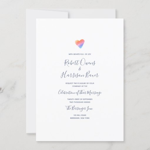 Rainbow Heart Full of Joy Wedding Invitation | Zazzle