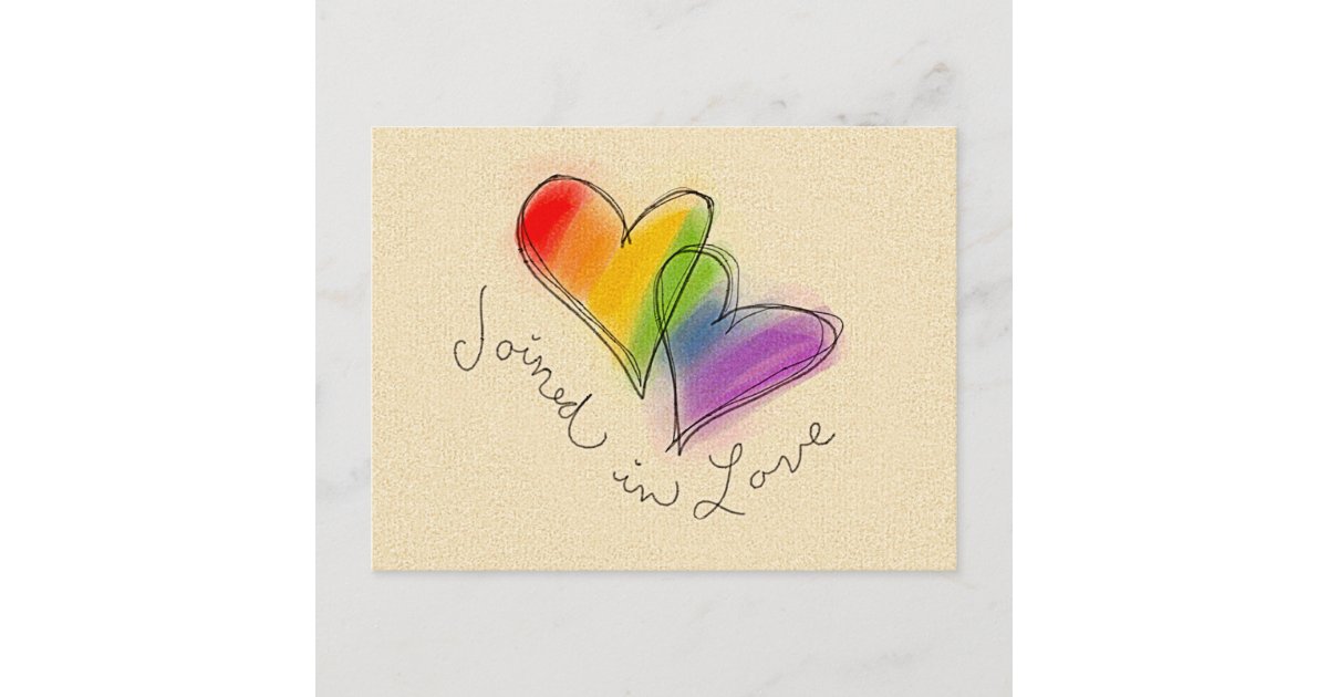 Rainbow Heart Joined in Love Postcard | Zazzle