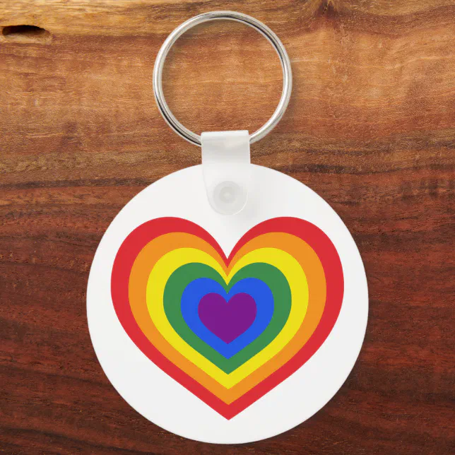 Rainbow Heart LGBTQ Pride Keychain | Zazzle
