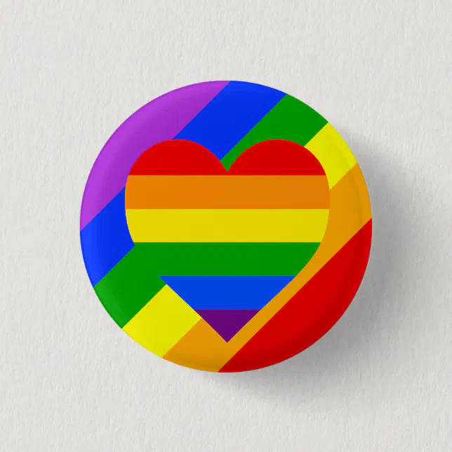 "RAINBOW HEART" PINBACK BUTTON | Zazzle