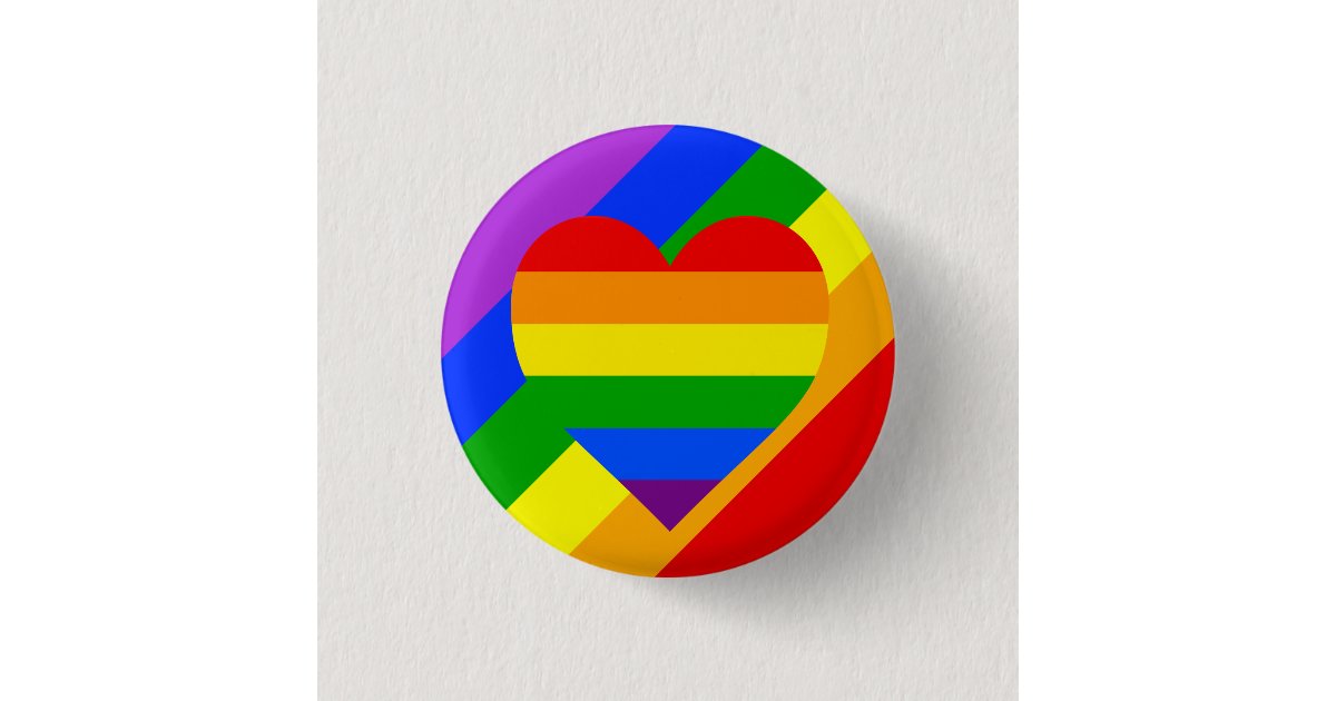 "RAINBOW HEART" PINBACK BUTTON | Zazzle