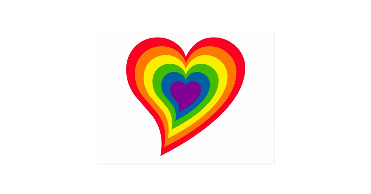 Rainbow Heart postcard | Zazzle.com