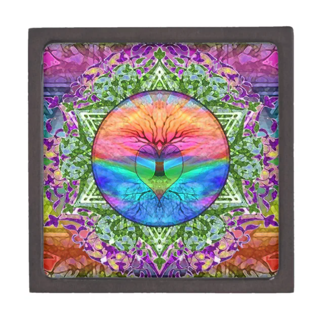 Rainbow Heart Tree Gift Box | Zazzle