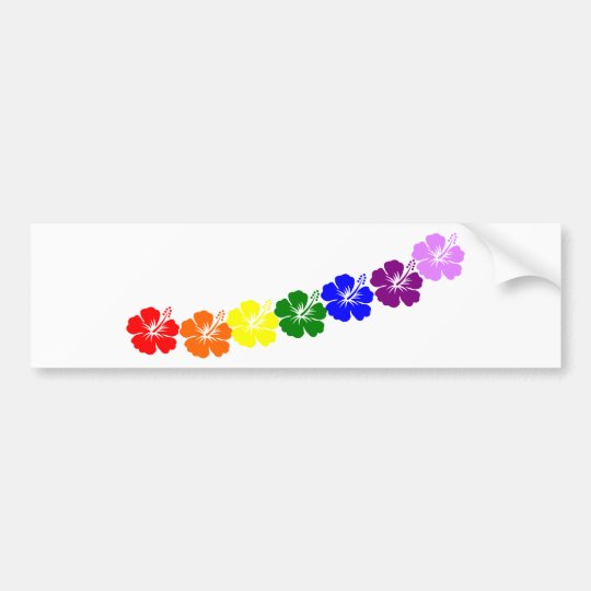 Rainbow hibiscus lei design bumper sticker | Zazzle.com