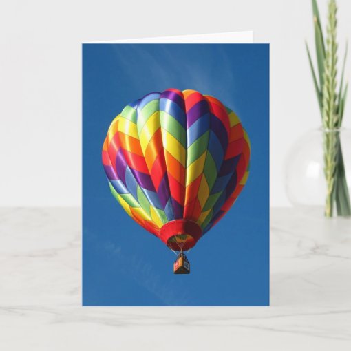 Rainbow hot air balloon card | Zazzle