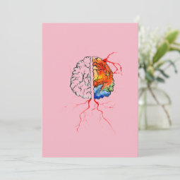 Rainbow human brain thank you card | Zazzle