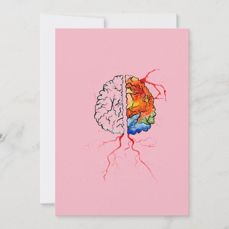 Rainbow human brain thank you card | Zazzle