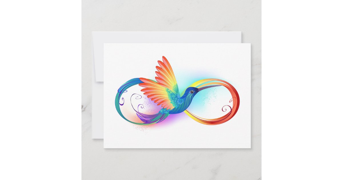 Rainbow Hummingbird with Infinity symbol Card | Zazzle