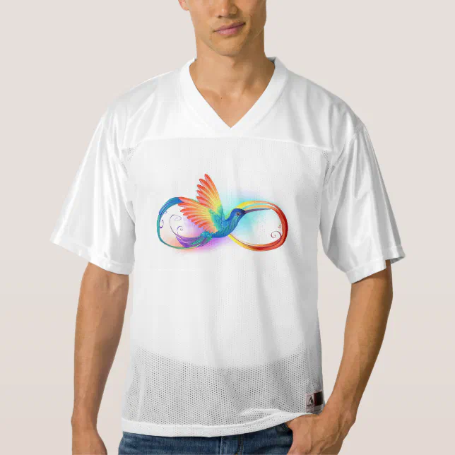 Rainbow Hummingbird with Infinity symbol Men's Football Jersey | Zazzle
