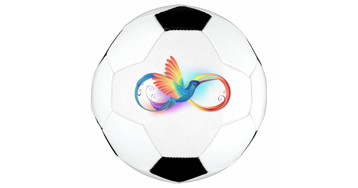 Rainbow Hummingbird with Infinity symbol Soccer Ball | Zazzle
