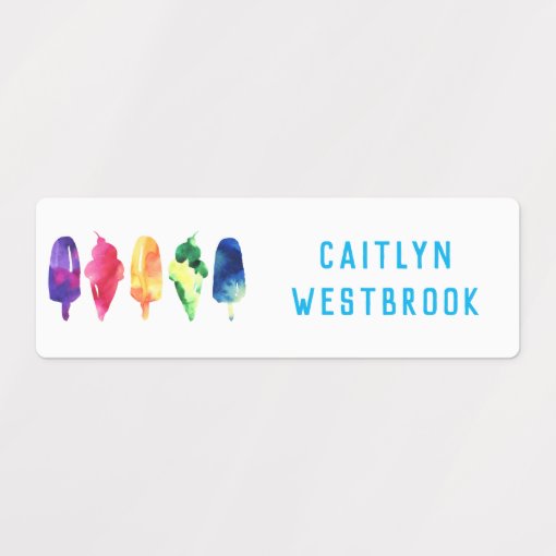 Rainbow Ice Cream School Daycare Waterproof Kids' Labels | Zazzle