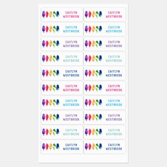 Rainbow Ice Cream School Daycare Waterproof Kids' Labels | Zazzle