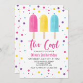 Rainbow Ice Pop Two Cool Summer Birthday Invitation | Zazzle