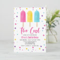 Rainbow Ice Pop Two Cool Summer Birthday Invitation | Zazzle