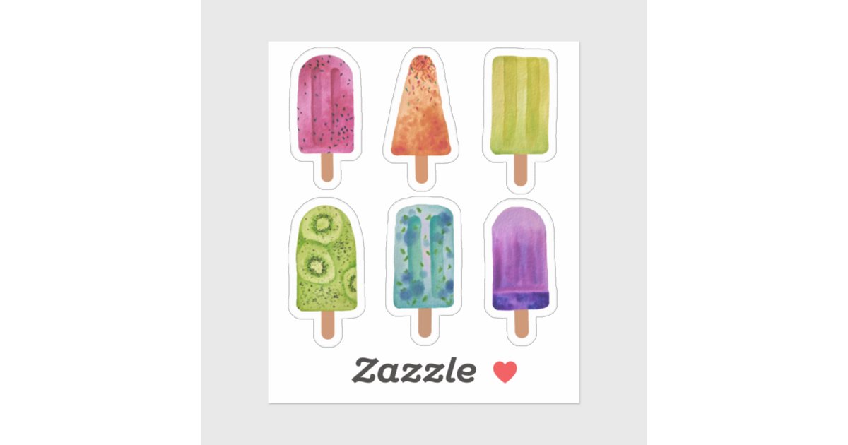 Rainbow Ice Pops Custom-Cut Vinyl Sticker Sheet | Zazzle