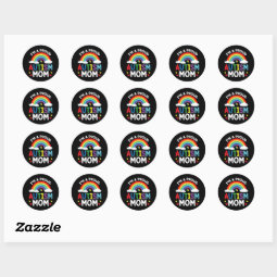 Rainbow I'm A Proud Autism Mom Autism Awareness Classic Round Sticker ...