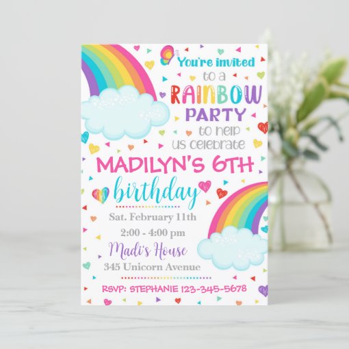 Rainbow Invitation | Rainbow Birthday Invitation | Zazzle