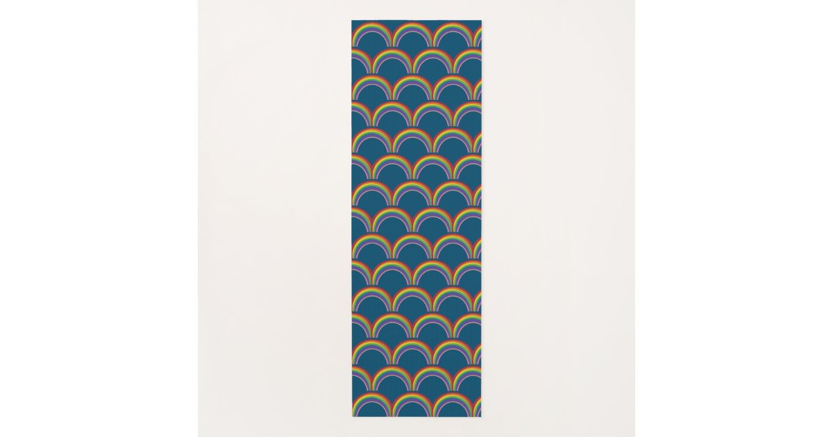 Rainbow Japanese Fan Yoga Mat | Zazzle