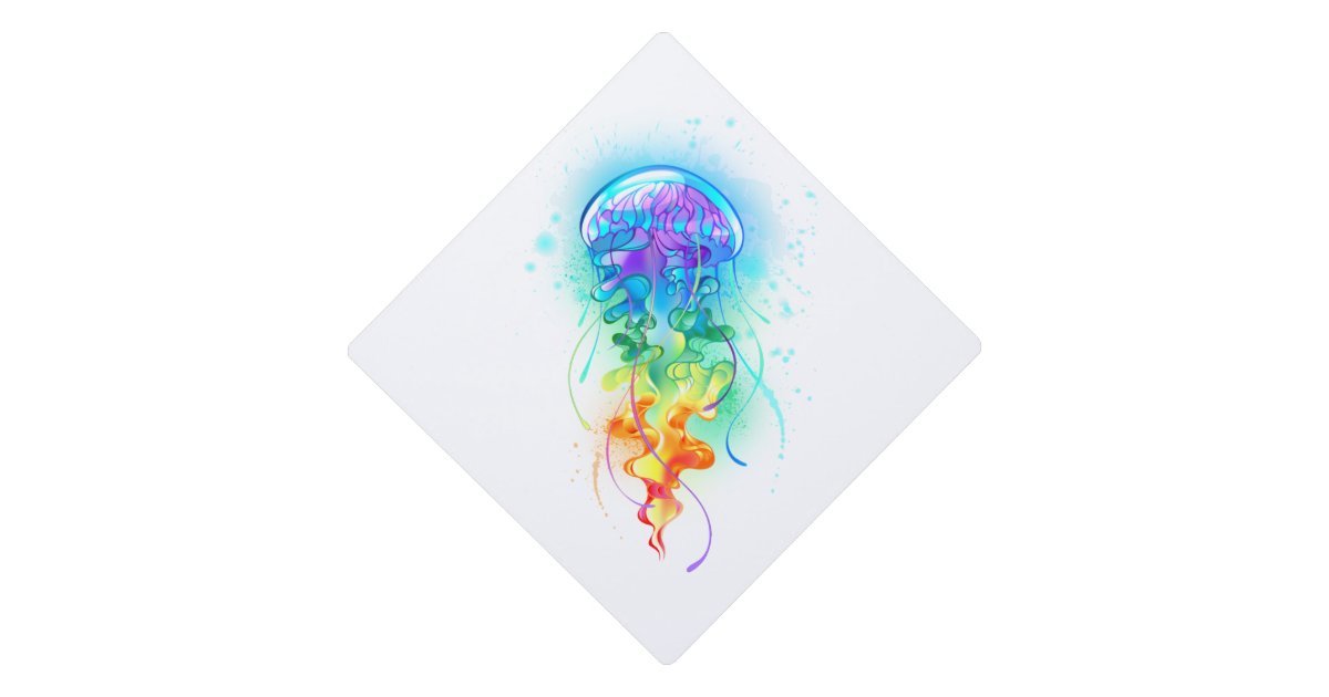 Rainbow jellyfish graduation cap topper | Zazzle