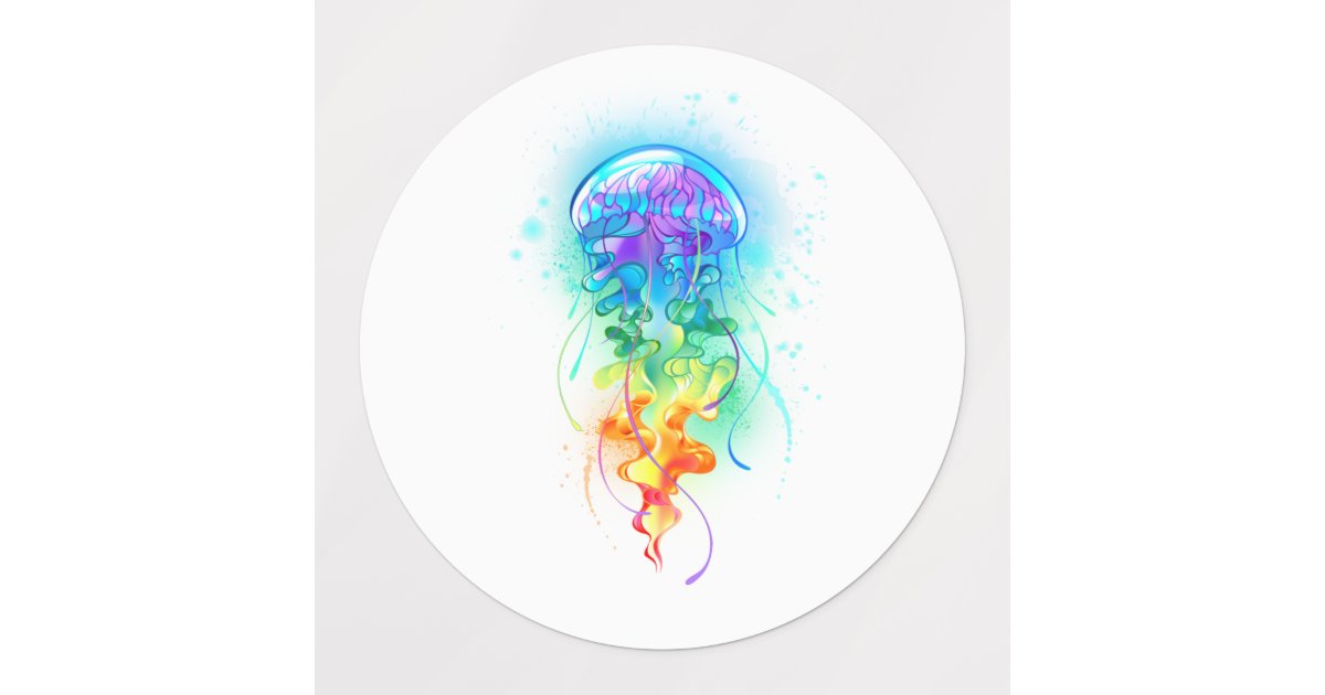 Rainbow jellyfish labels | Zazzle