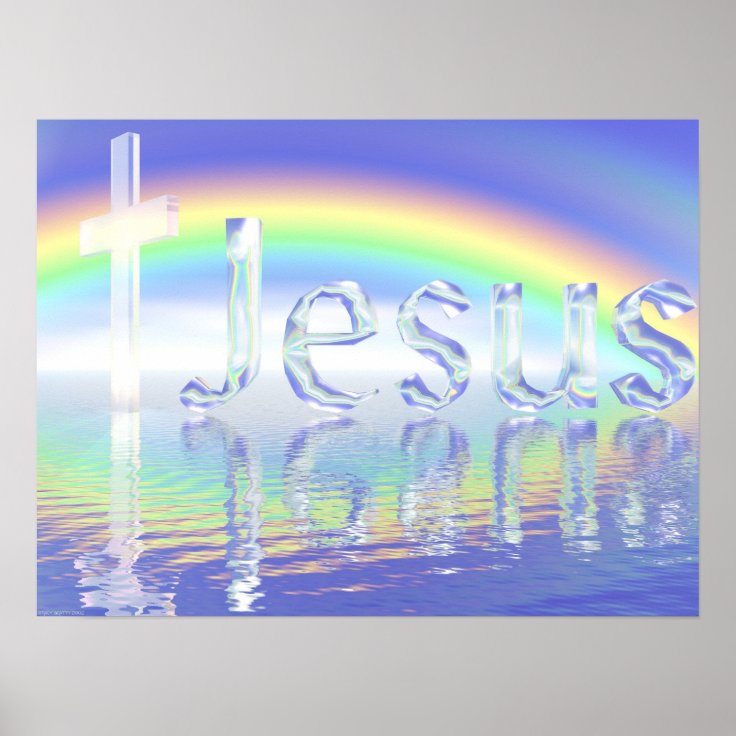 Rainbow Jesus Cross Poster | Zazzle