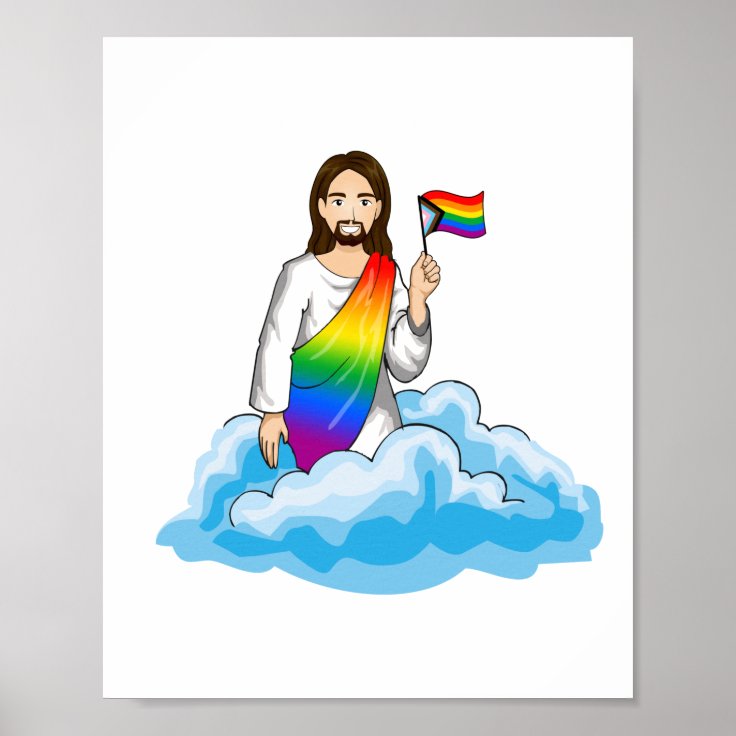 Rainbow Jesus Progress Flag Poster | Zazzle