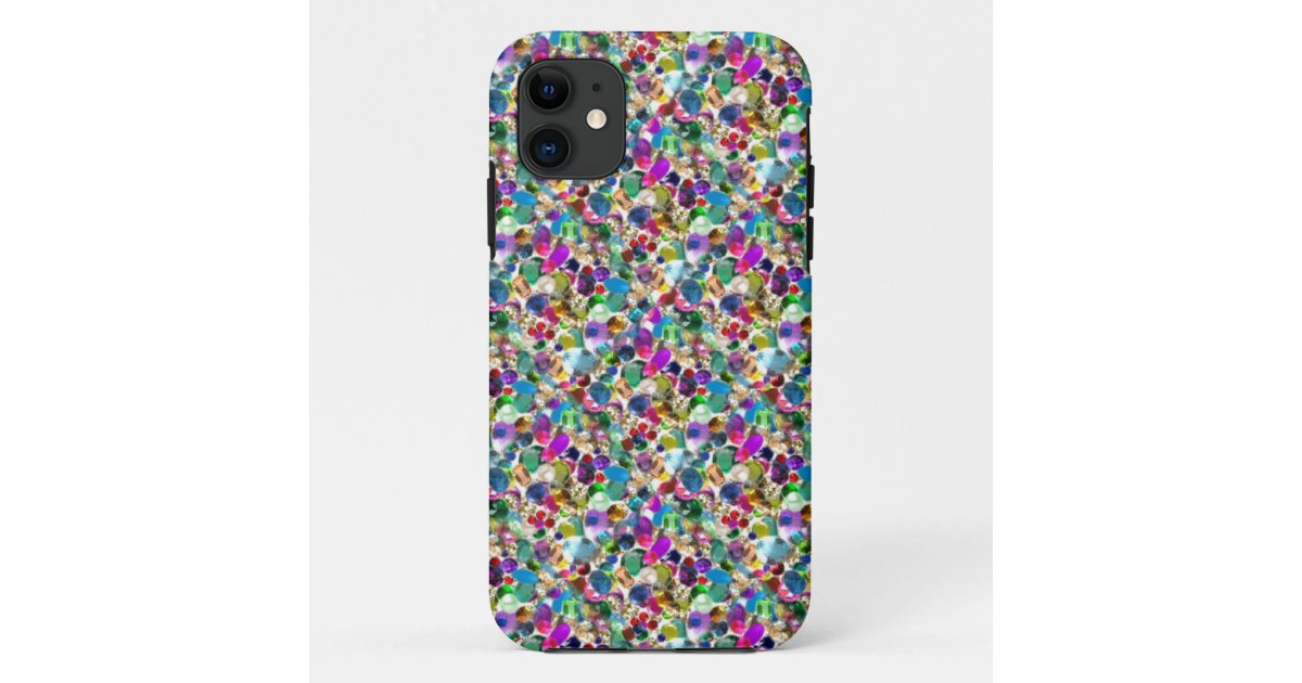 Rainbow Jewel Rhinestone Graphic Bling iPhone Case | Zazzle