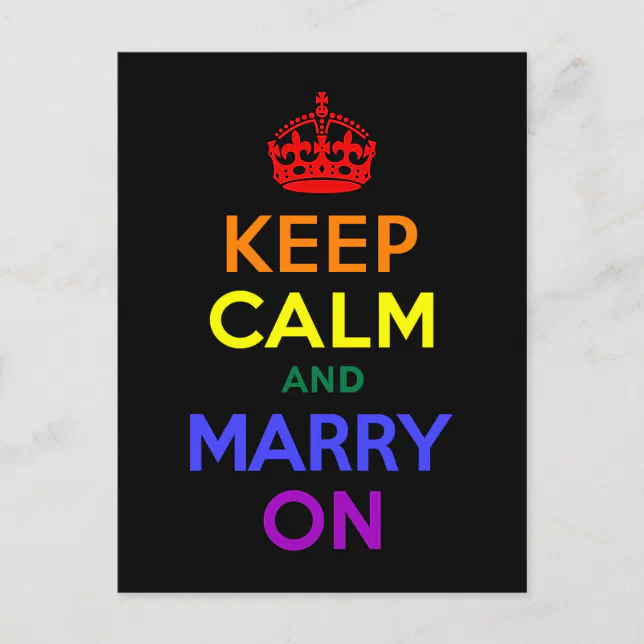 Rainbow Keep Calm and Marry On Postcard | Zazzle