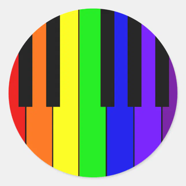 Rainbow Keyboard Classic Round Sticker | Zazzle