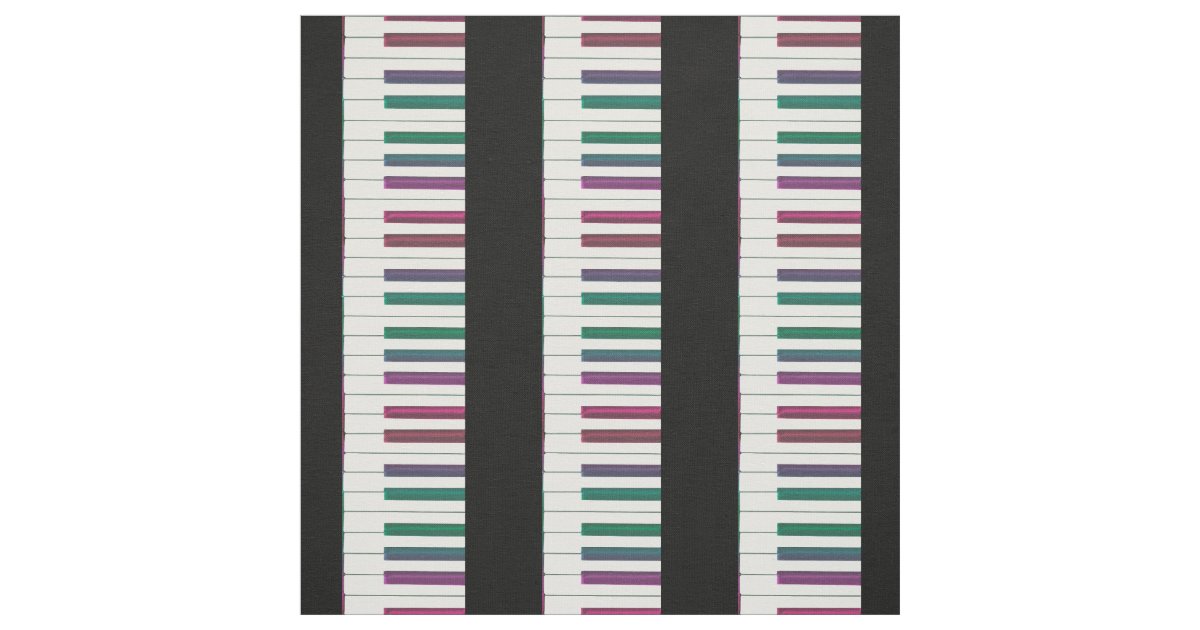 Rainbow Keys Piano Keyboard Fabric | Zazzle