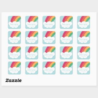 Rainbow kids birthday party stickers | Zazzle